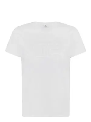 Elisabetta Franchi Embroidered Logo Crewneck T-shirt - Chalk