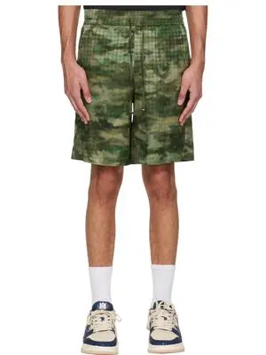 Amiri Camouflage Jacquard Logo Shorts - Green