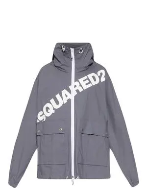 Dsquared2 Logo Print Zip Up Jacket - Gray