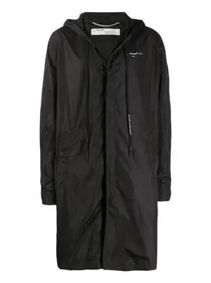 Off-White Logo Hooded Casual Jacket - Black