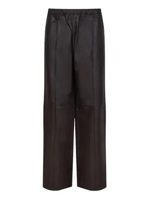SELECTED Leather Palazzo Trousers - Black
