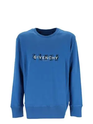 Givenchy Reverse Logo Printed Crewneck Sweatshirt - Blue