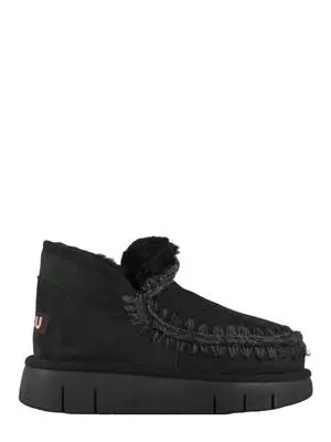 Mou Round Toe Boots With Logo Detailing - Black