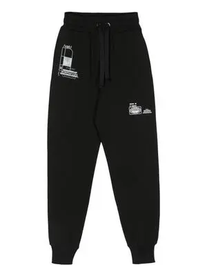 Dolce & Gabbana Printed Cotton Track Pants - Black
