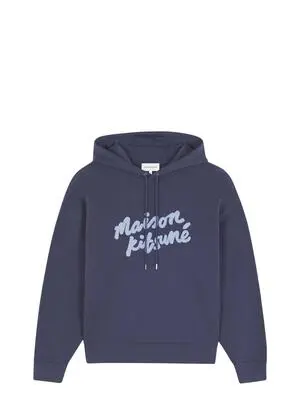 Maison Kitsuné Logo Patch Drawstring Hoodie - Blue