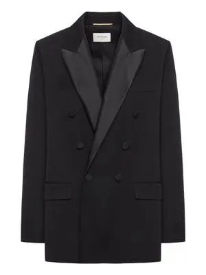Saint Laurent Satin-lapel Double-breasted Blazer - Black
