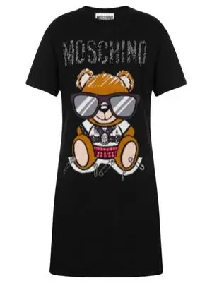 Moschino Round Neck Short Sleeve Dress - Black