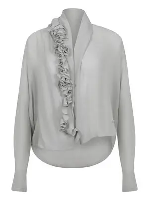 Alberta Ferretti Ruffled V-neck Shirt - Gray