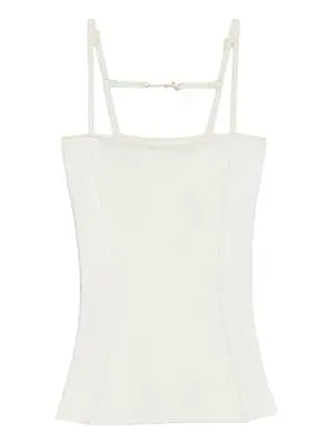 Jacquemus Ribbed Singlet Top With Gold Pendant Detail - Off White