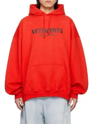 Vetements Hooded Sweater With Logo Detail - Red