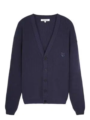 Maison Kitsuné Fox Head Embroidered V-neck Cardigan - Black