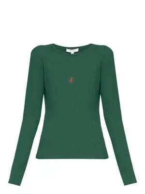 J.W.ANDERSON Logo-embroidered Ribbed Top - Green