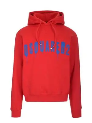 Dsquared2 Logo Printed Cotton Hoodie - Red