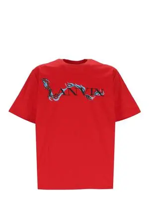 LANVIN Logo Printed Crewneck T-shirt - Red