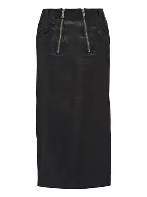 PRADA Prada Leather Belted Midi Skirt