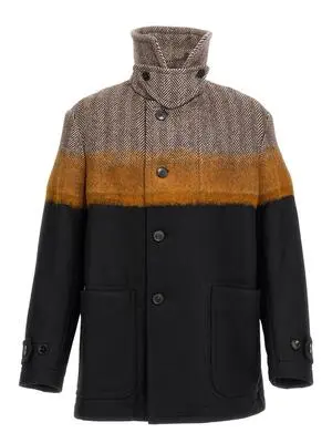 Dries Van Noten Long-sleeved High Collar Coat - Black