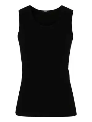 JOSEPH Round Collar Logo Vest - Black