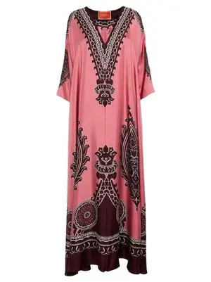 La DoubleJ Embroidered V-neck Maxi Dress - Multicolor