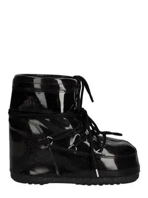 Moon Boot Icon Low Glitter Lace-up Boots - Black