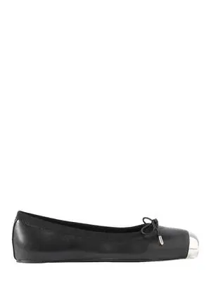 Alexander McQueen Leather Ballerina Flats With Bow Detail - Black