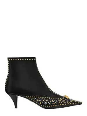 Versace Embellished Pointed-toe Ankle Boots - Black