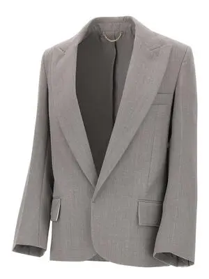 Victoria Beckham Long-sleeved Suit Jacket - Gray