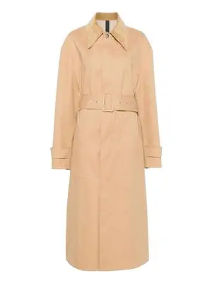 Ami Belted Coat With Corduroy Collar - Camel