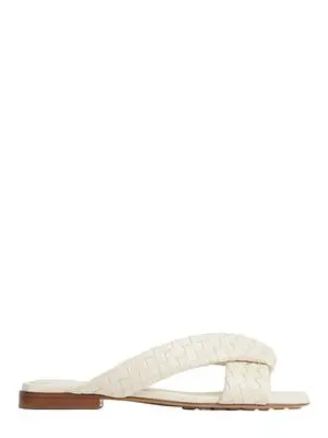 Bottega Veneta Riva Flat Mules - Sea Salt