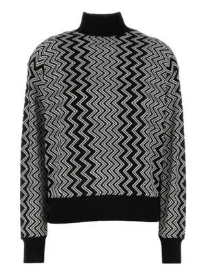 Missoni Zigzag Pattern High Neck Jumper - Black