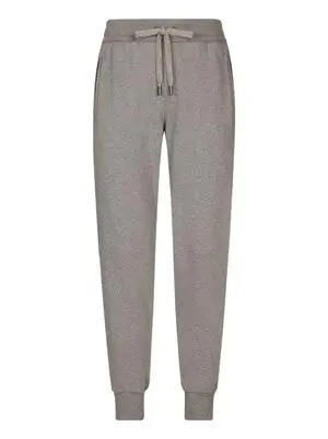 Dolce & Gabbana Dolce Gabbana Logo Plaque Jersey Jogging Pants - Grey