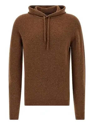 ROBERTO COLLINA Hooded Wool Sweater - Brown