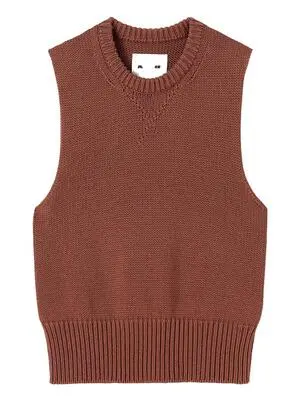 JIL SANDER Crew Neck Logo Vest - Brown