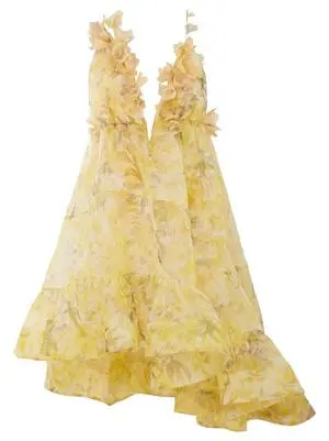 Zimmermann Asymmetric Printed Dress - Nude