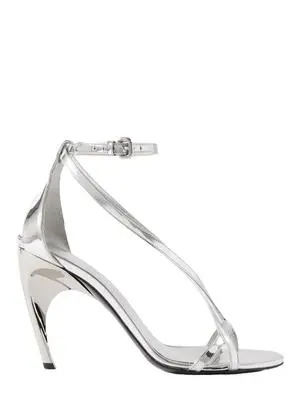 Alexander McQueen Silver Strappy Heeled Sandals - White
