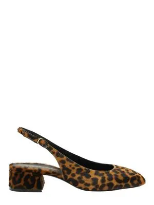 STUART WEITZMAN Maeve Slingback Leopard Print Haircalf Block Heel - Classic