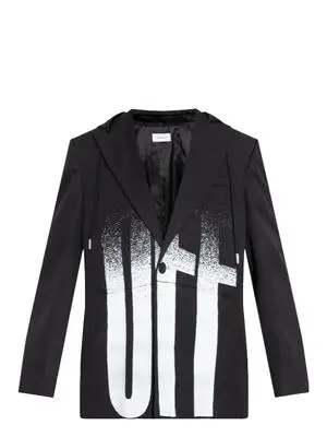Off-White Logo Printed Hooded Jacket - Black