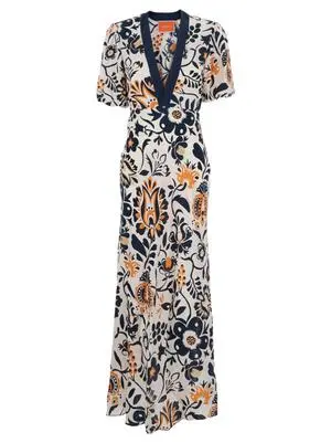 La DoubleJ Marlene Maxi Dress In Floral Print - Gray