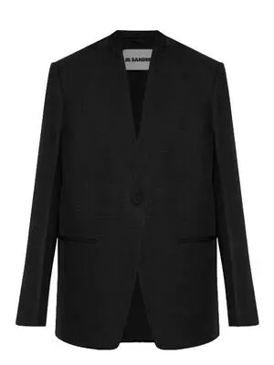 JIL SANDER No-lapel Single-breasted Blazer - Black
