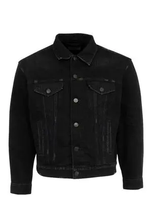 Balenciaga Collared Button-up Denim Jacket - Black