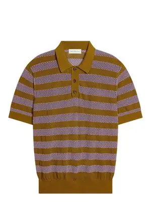 Dries Van Noten Striped Short-sleeved Polo Shirt - Olive