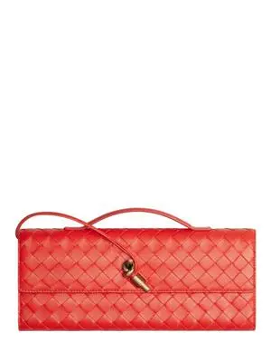 Bottega Veneta Bottega Veneta Andiamo Clutch With Flap And Braided Design Red