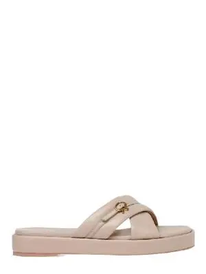 GIANVITO ROSSI Flat Sandals With Logo Detail - Nude