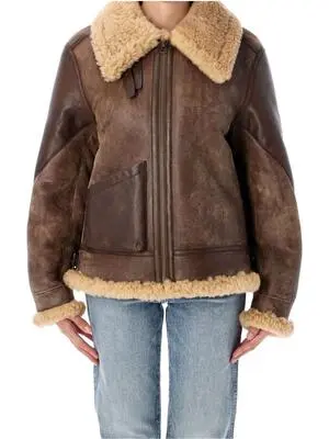 Ralph Lauren Trim-shearling Leather Jacket - Brown