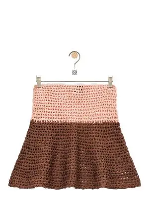 Loewe Mini Skirt In Silk - Beige/brown