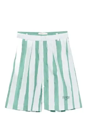 Fendi Pequin Print Bermuda Shorts - White Green