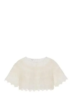 Saint Laurent Embroidered Lace Blouse - Off-white