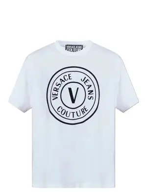 Versace Logo Printed Crewneck T-shirt - White