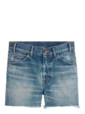 Celine Electric Sky Wash Denim Skate Shorts - Gray