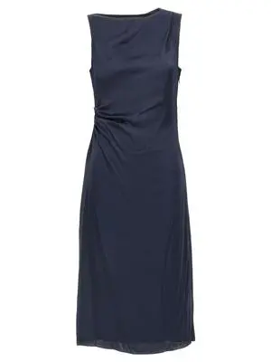 Theory Crinkled Satin Midi Dress - Blue
