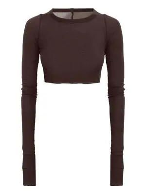RICK OWENS Rick Owens Ribbed Crewneck Cropped Long Sleeve Top